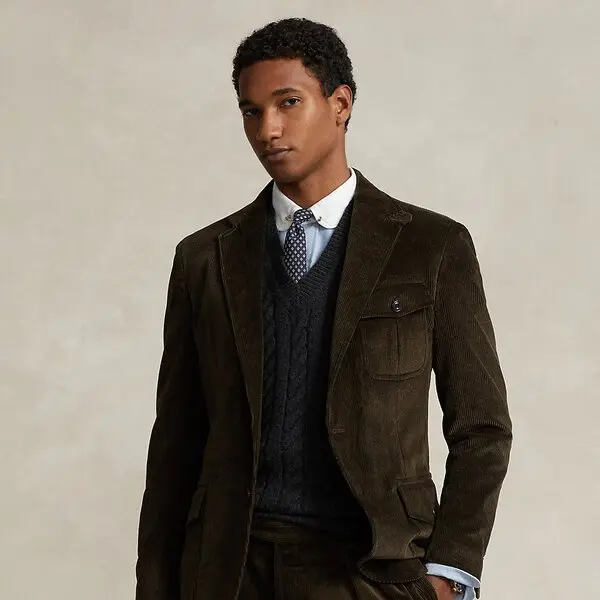 Ralph Lauren Polo Tailored Corduroy Suit Jacket In Cooper Brown